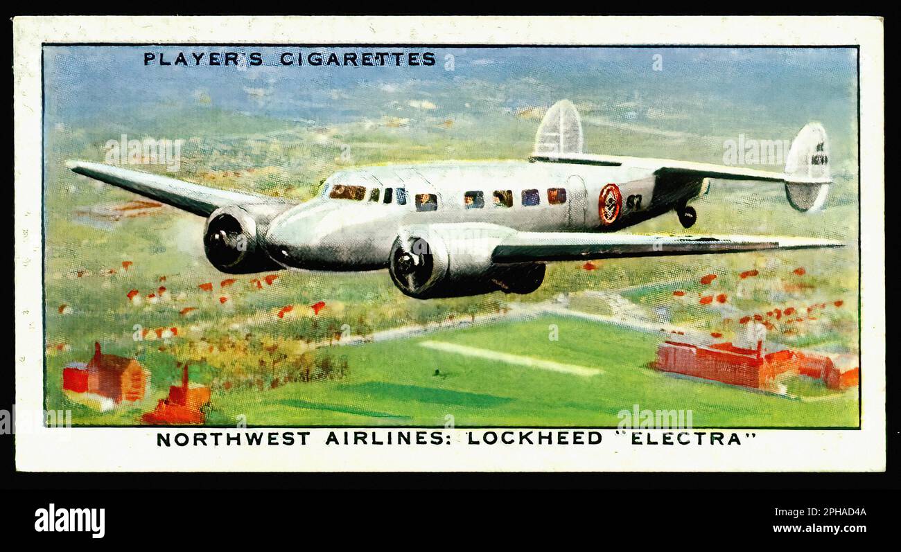 Northwest Airlines, Lockheed Electra - Vintage Cigarette Card Stock ...