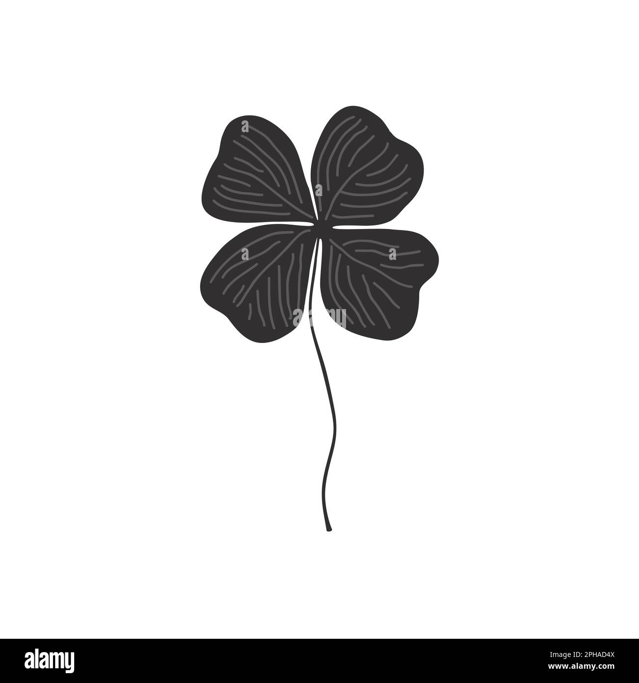 Cartoon doodle four-leaf clover icon. Vector isolated illustration ...