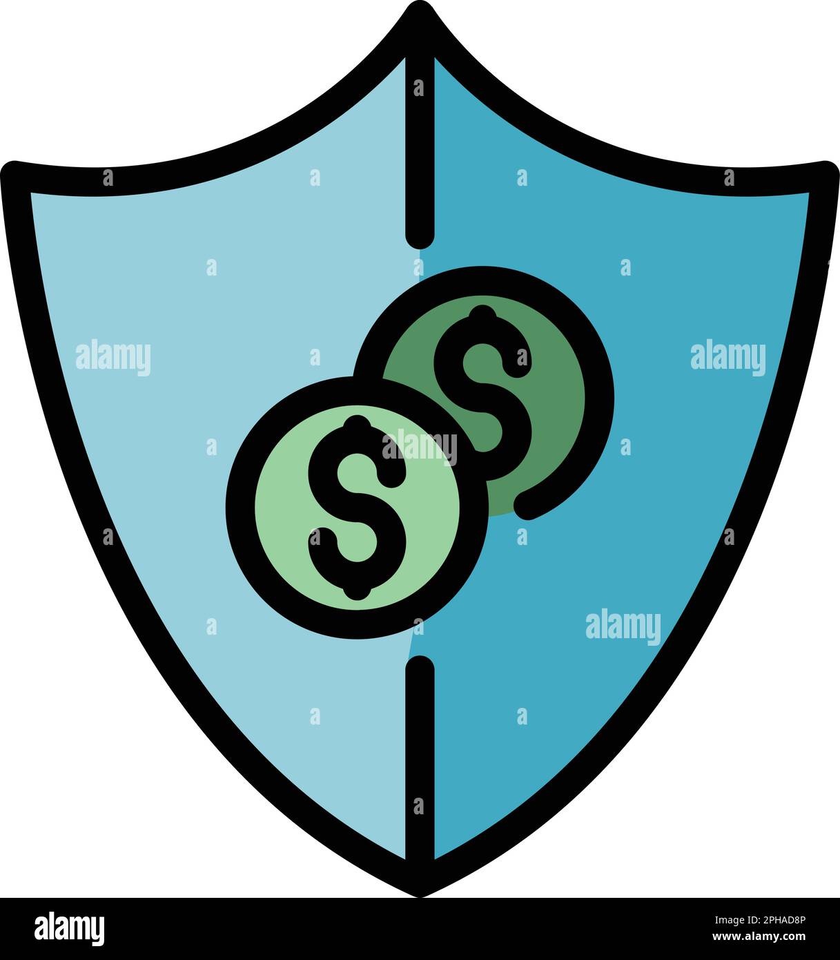 Secured shield compensation icon. Outline Secured shield compensation ...