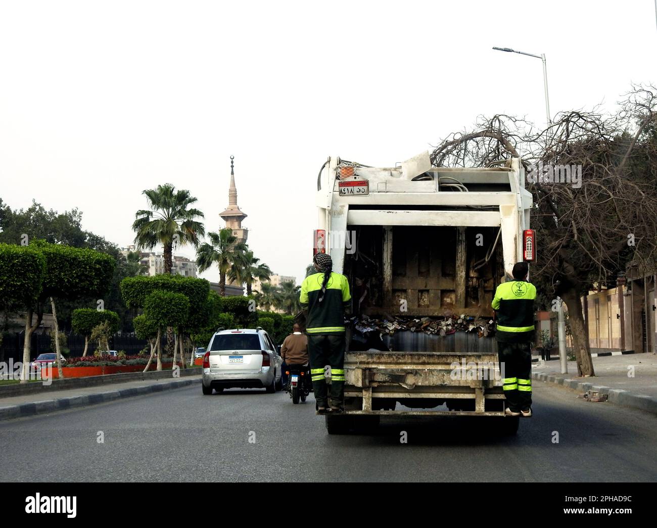 Cairo, Egypt, March 23 2023: a garbage large mobile car vehicle ...