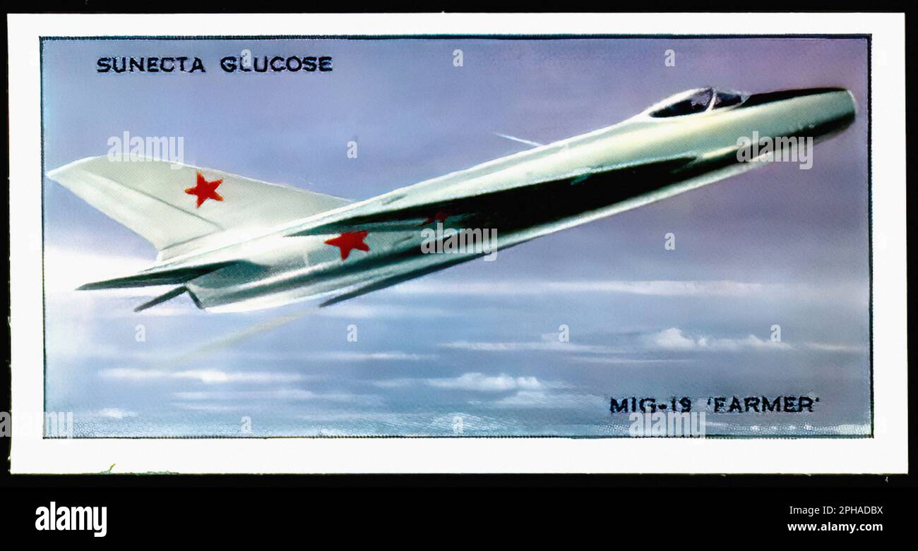 MIG-19 Farmer - Vintage British Tradecard Stock Photo - Alamy