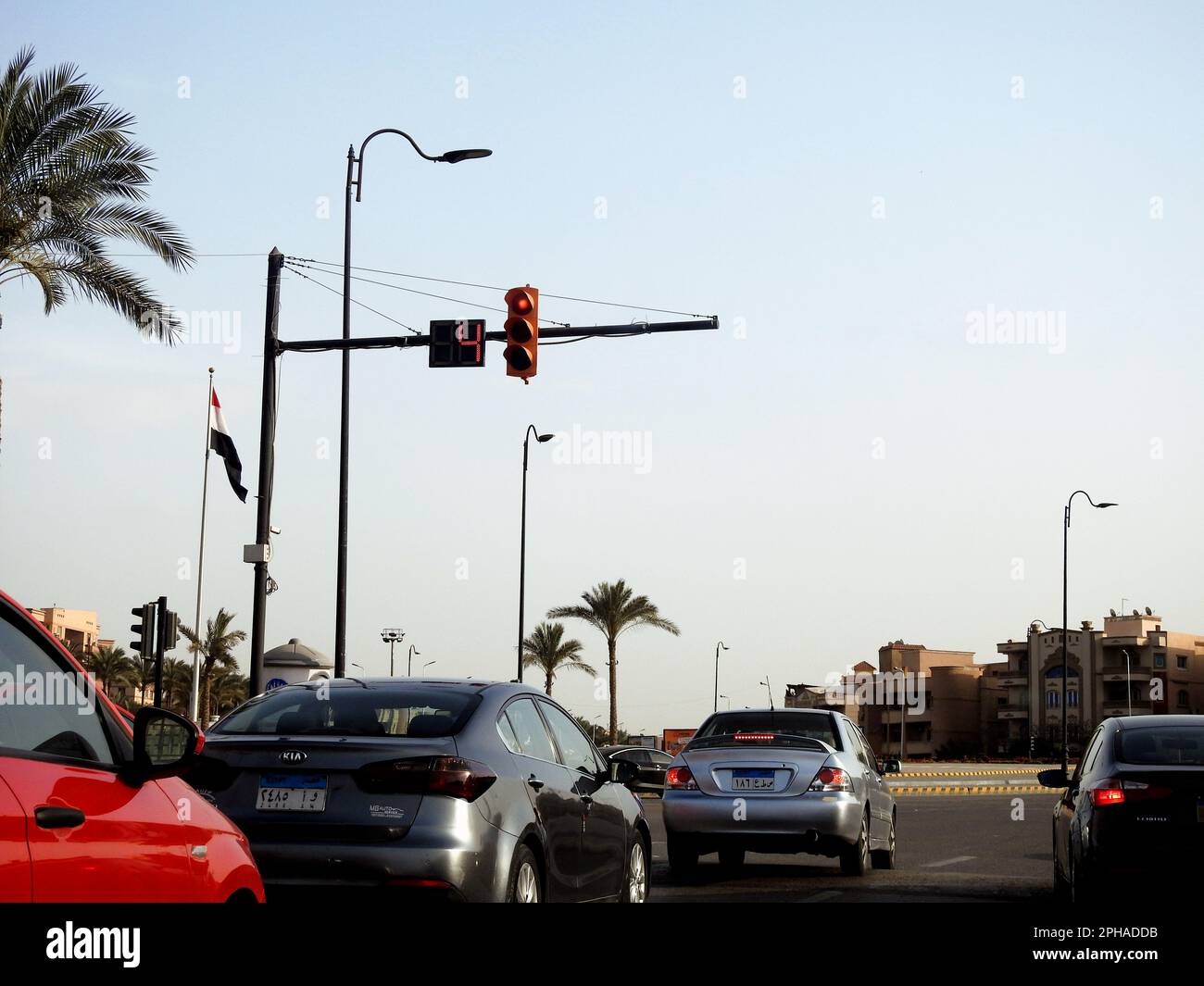 Cairo, Egypt, March 23 2023: Traffic signals in Egyptian streets ...