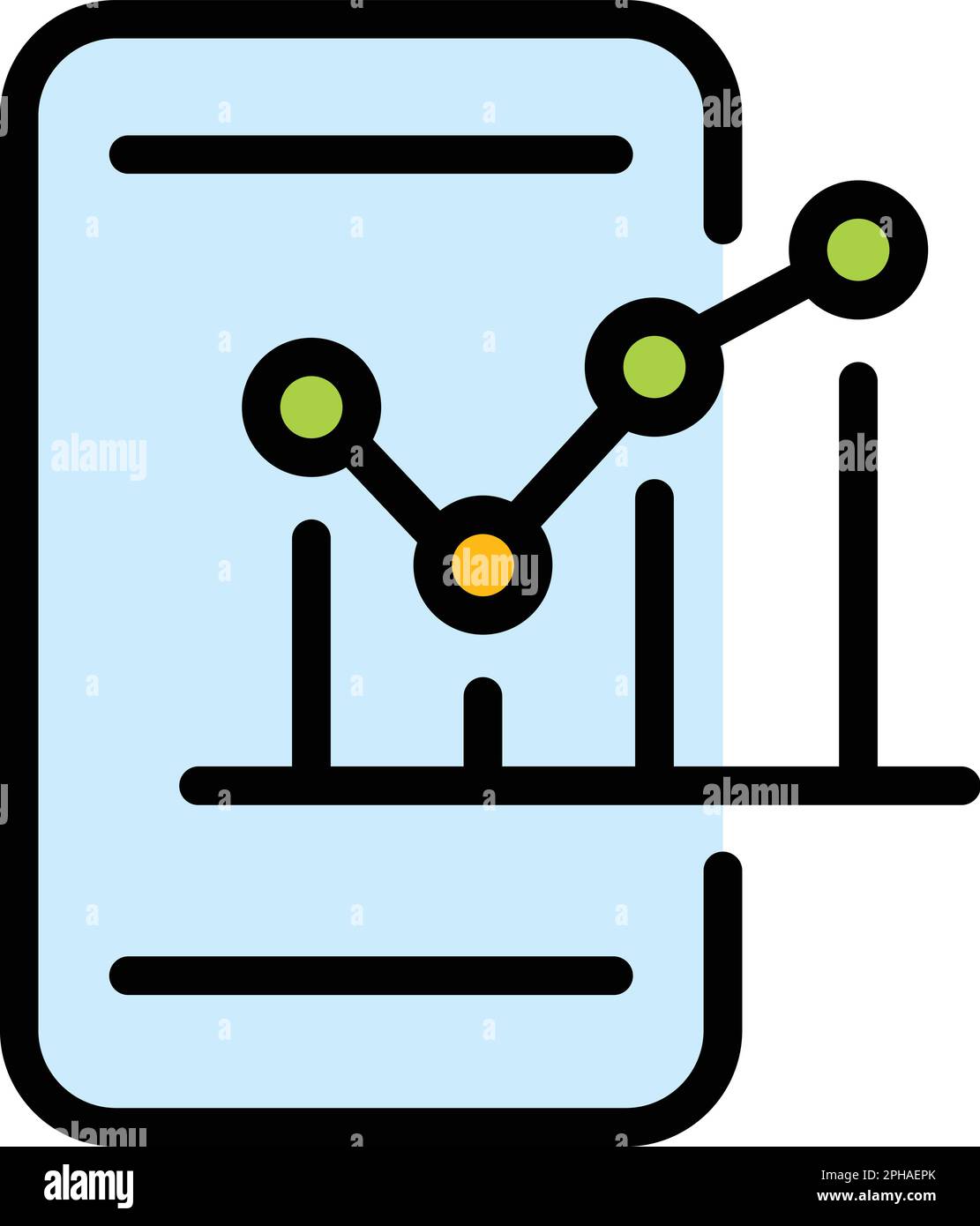 Result money graph on phone icon. Outline Result money graph on phone ...