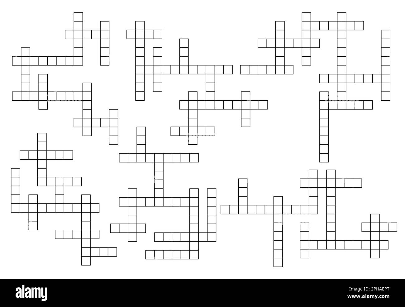 Crossword Game Grid Templates Word Guess Quiz Layout Empty Boxes Vector Set Crossword Game