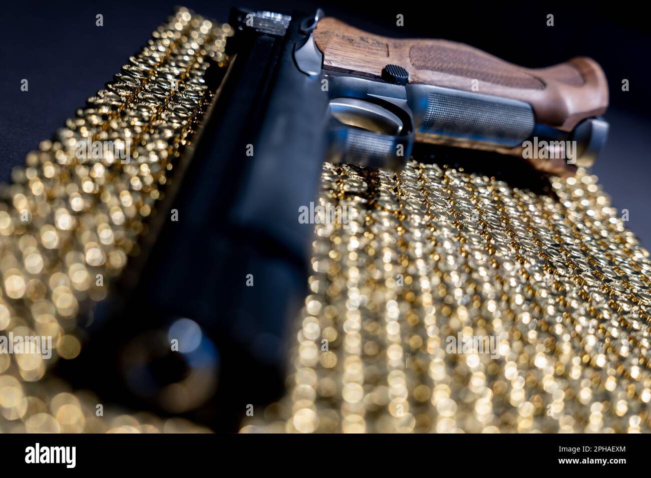 Elegant Semiautomatic 9mm Handgun with Swiss Helvetia Symbol Leaning on ...