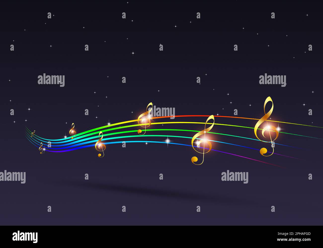 colorful golden music notes on dark background Stock Photo - Alamy