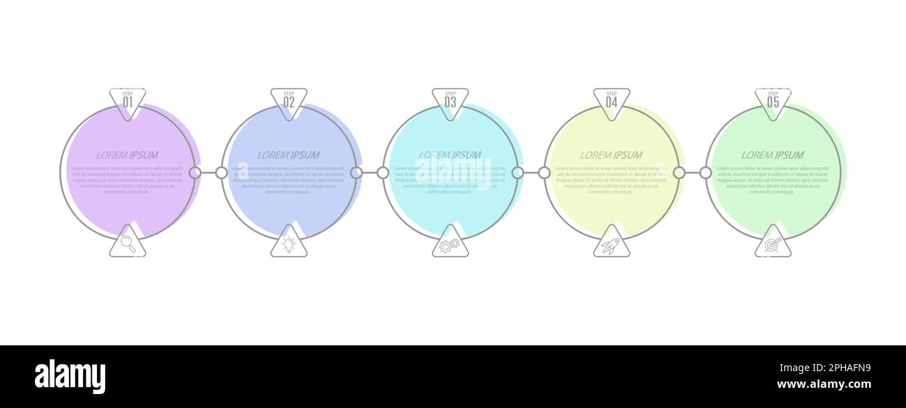 Infographics. 5 stages of development, marketing, workflow or plan ...