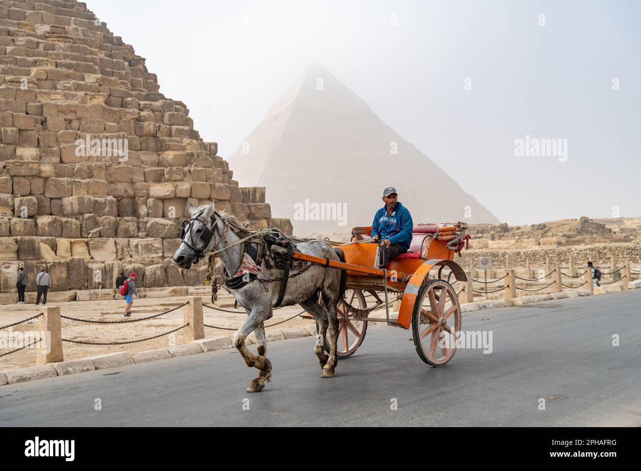 A view of the Pyramid of Khafre at the Pyramids of Giza complex with a ...