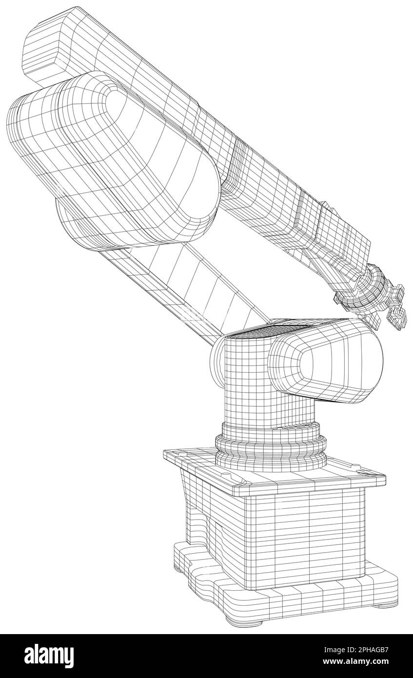 Industrial Robot isolated on white. Vector created of 3d Stock Vector ...