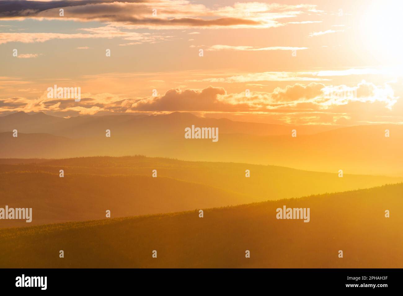 mountain silhouette at sunrise in spring season Stock Photo - Alamy