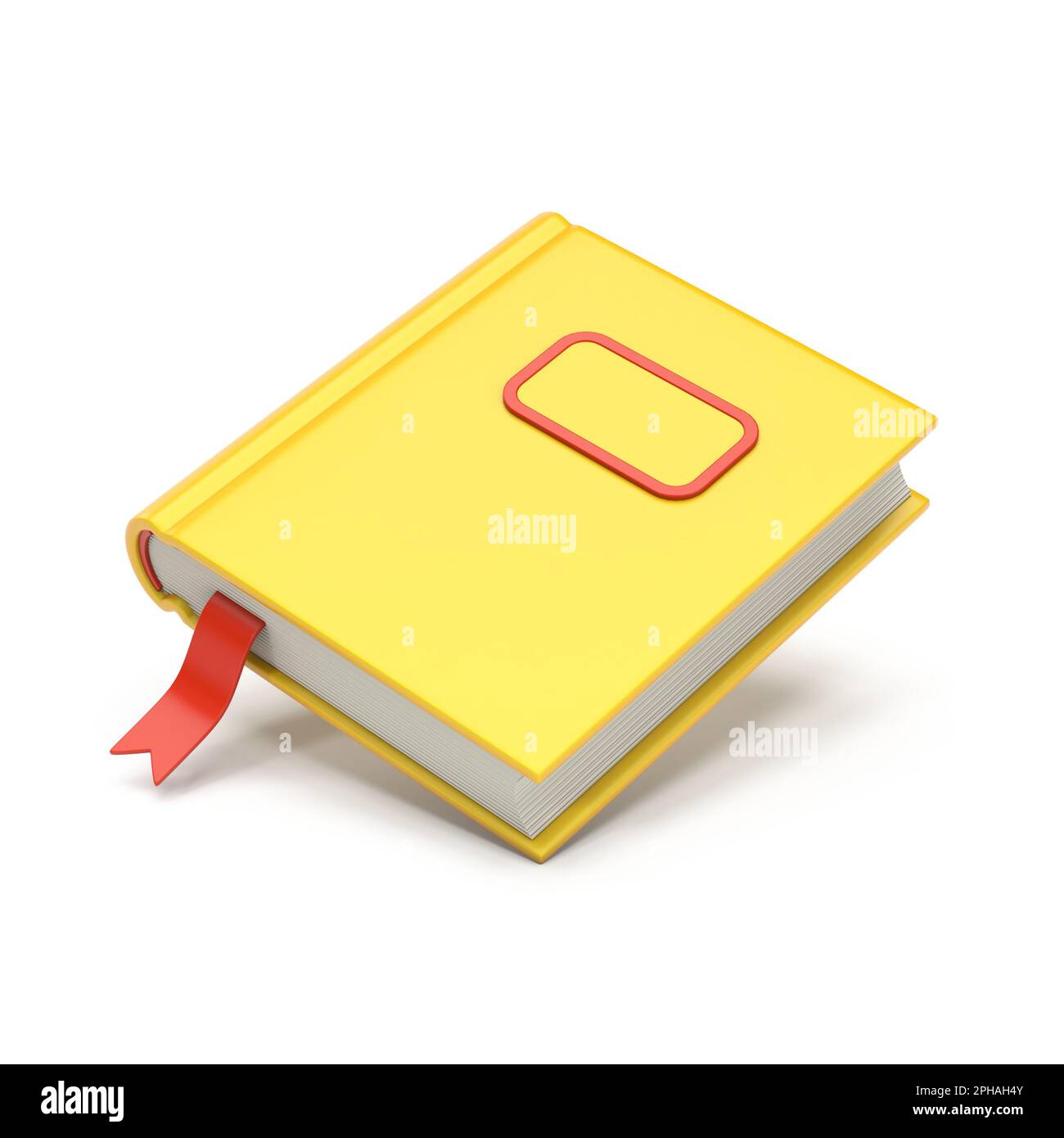 Yellow eBook with red bookmark 3D rendering illustration isolated on ...