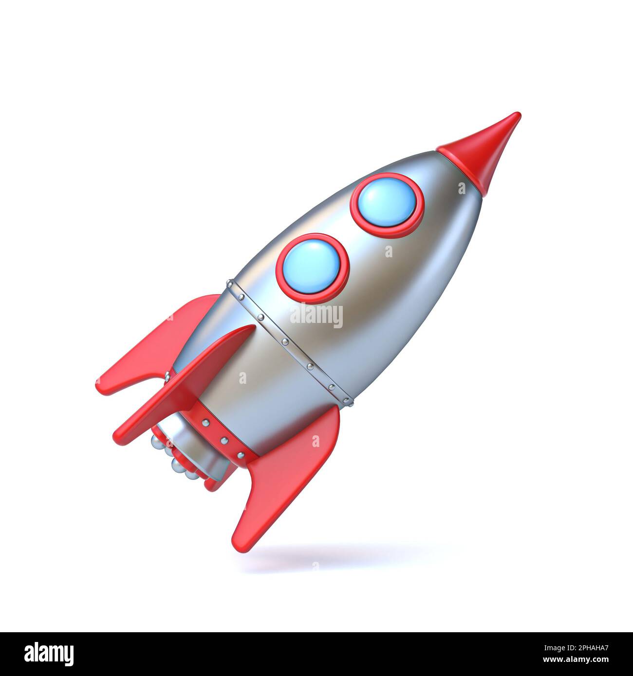 Space rocket toy Side view 3D rendering illustration isolated on white ...