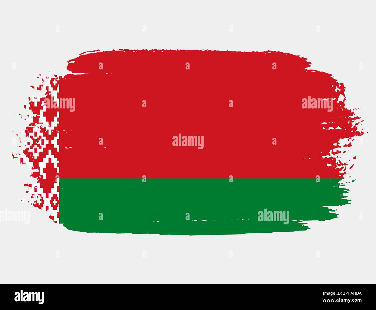 Artistic grunge brush flag of Belarus isolated on white background. Elegant texture of national ...