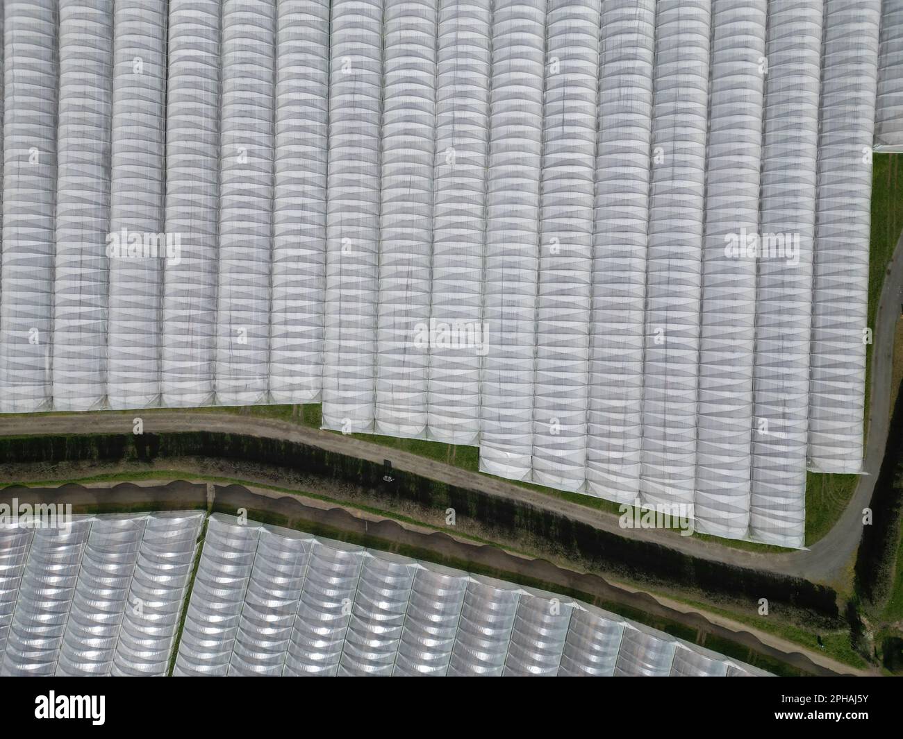 Aerial view of Marden Herefordshire UK showing large soft fruit ...