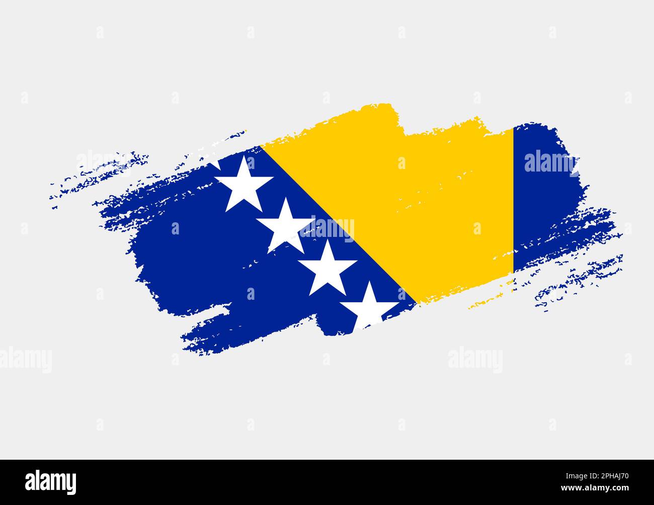 Artistic grunge brush flag of Bosnia and Herzegovina isolated on white ...