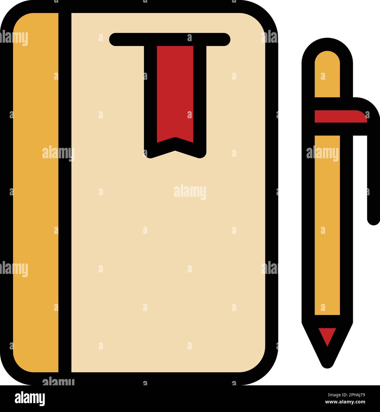 Notebook and pen icon. Outline Notebook and pen vector icon for web ...