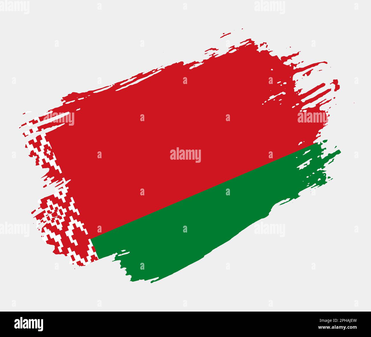 Artistic grunge brush flag of Belarus isolated on white background. Elegant texture of national ...