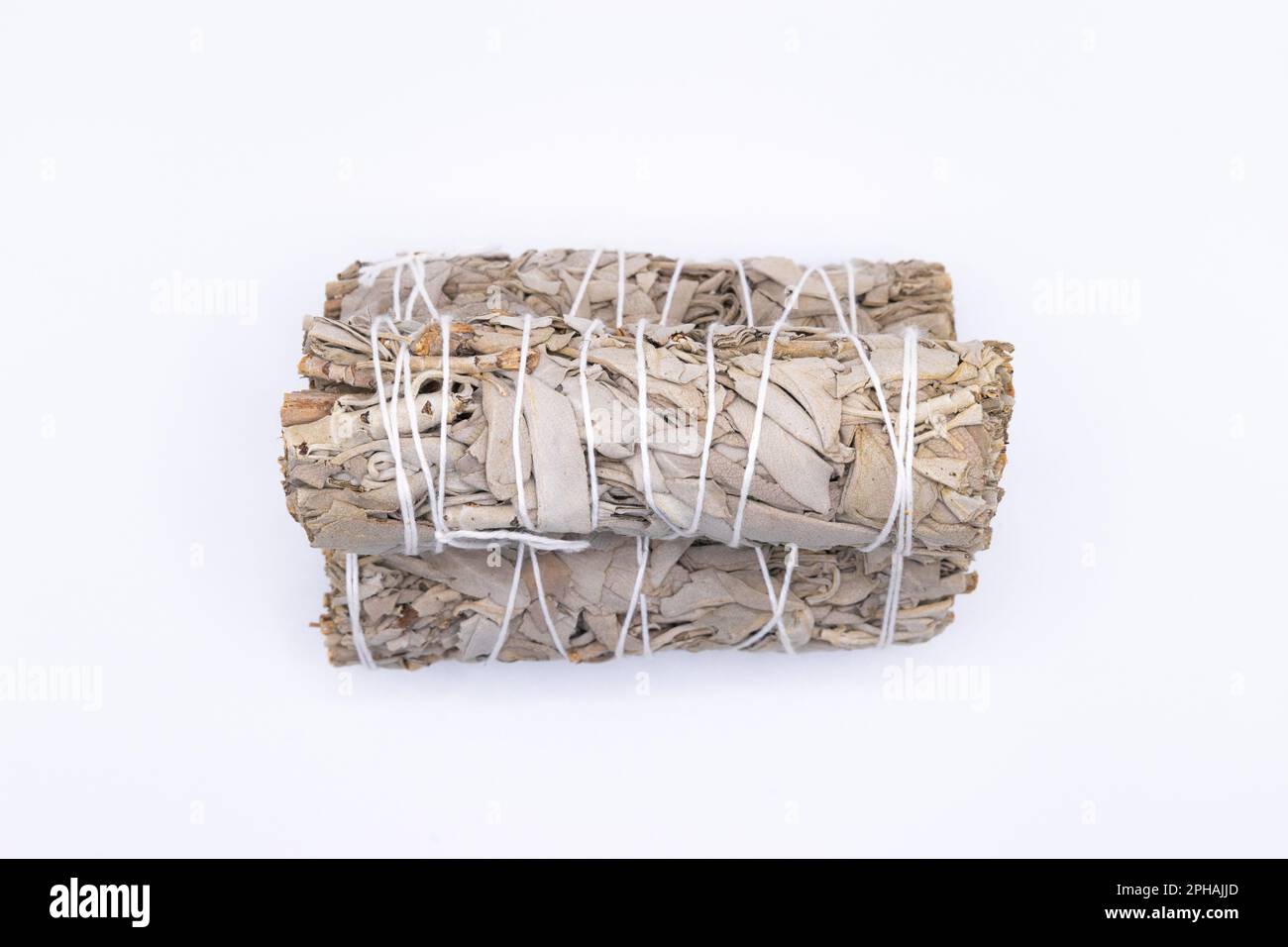 Bundles of dry white sage close-up isolated on white background ...