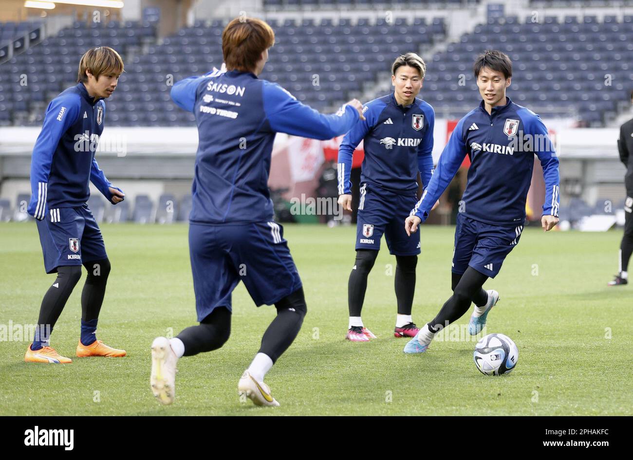 Japan's national football team trains at Yodoko Sakura Stadium in the ...