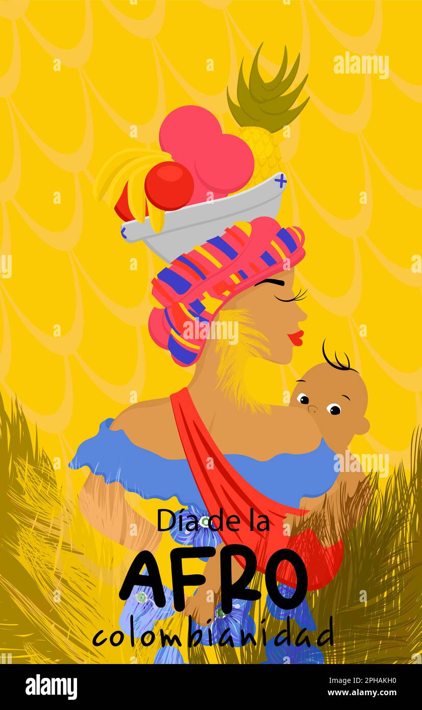 Afro-Colombian Day greeting banner set up in Colombia, colorful flyer ...