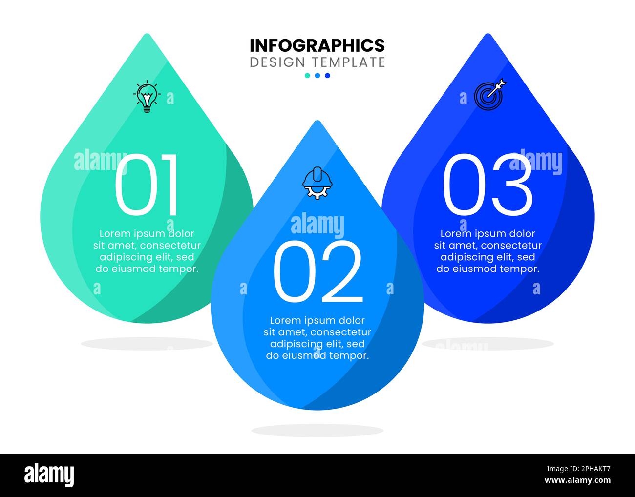 Infographic template with icons and 3 options or steps. Water drop. Can be used for workflow ...