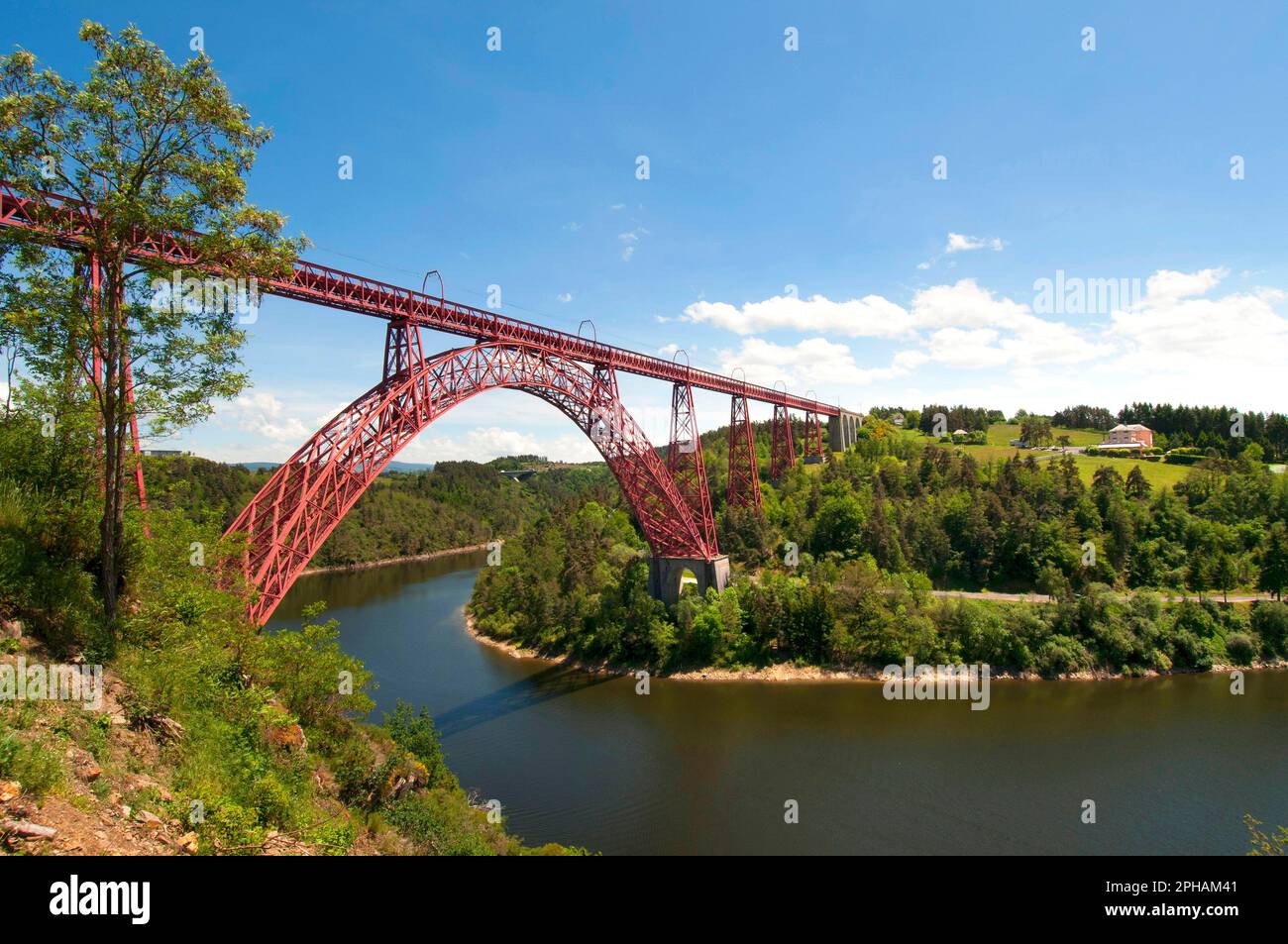 Garabit Viaduct, built by Gustave Eiffel on river Truyere, Cantal ...