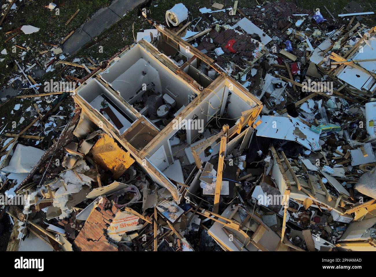 The structure around a home's bathroom is seen in Rolling Fork, Miss ...