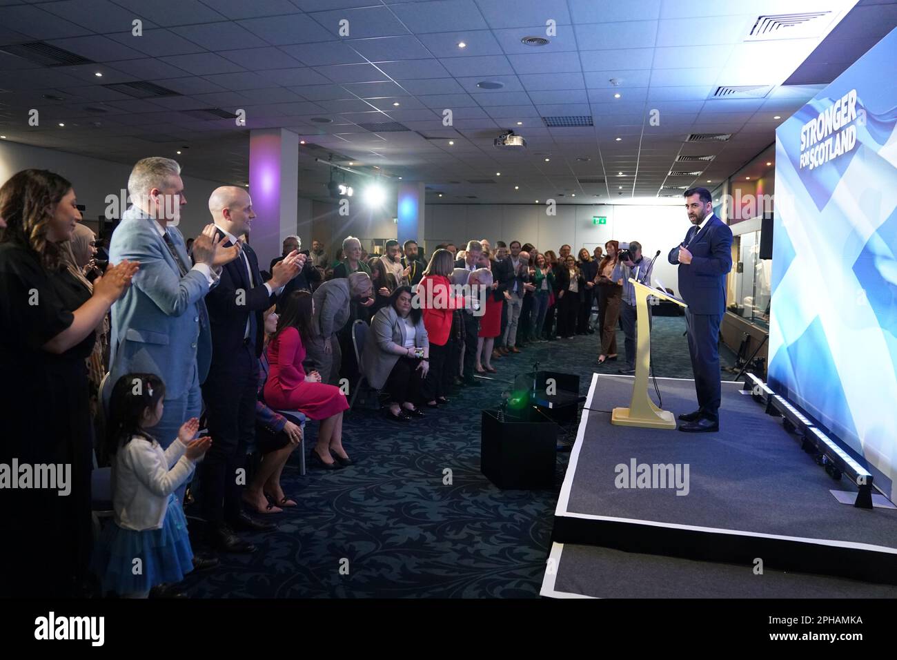 Humza Yousaf after speaking at Murrayfield Stadium in Edinburgh, after ...