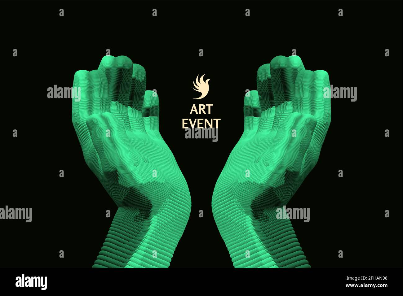 Helping and proctecting hands. Technologies of the future. Connection ...