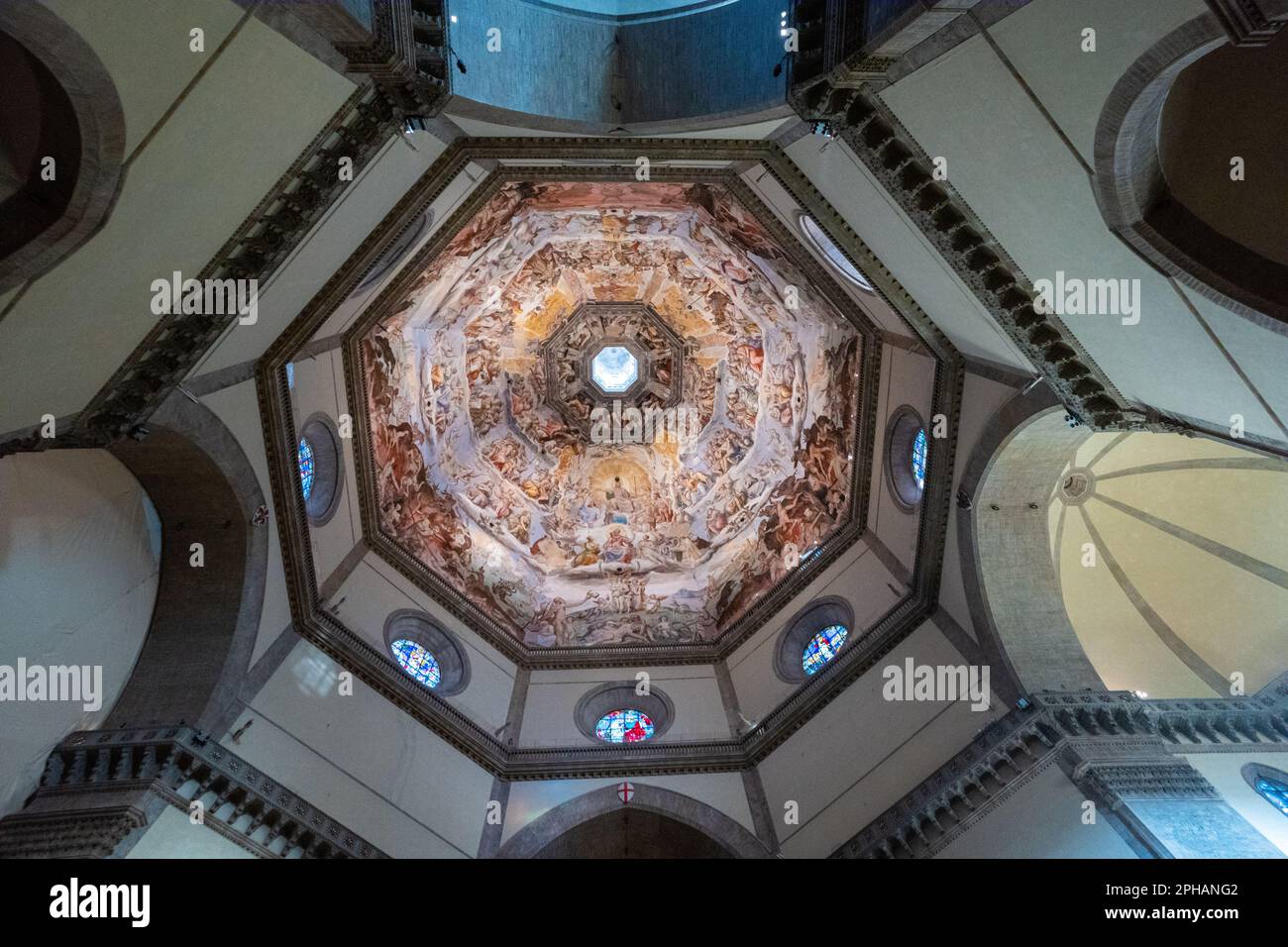Interior of Brunellschi's Dome at the Duomo in Florence, painted by ...