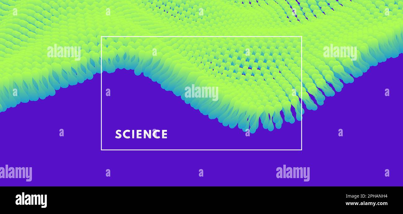 Molecular wave. Abstract background with dynamic particles. Layer of ...