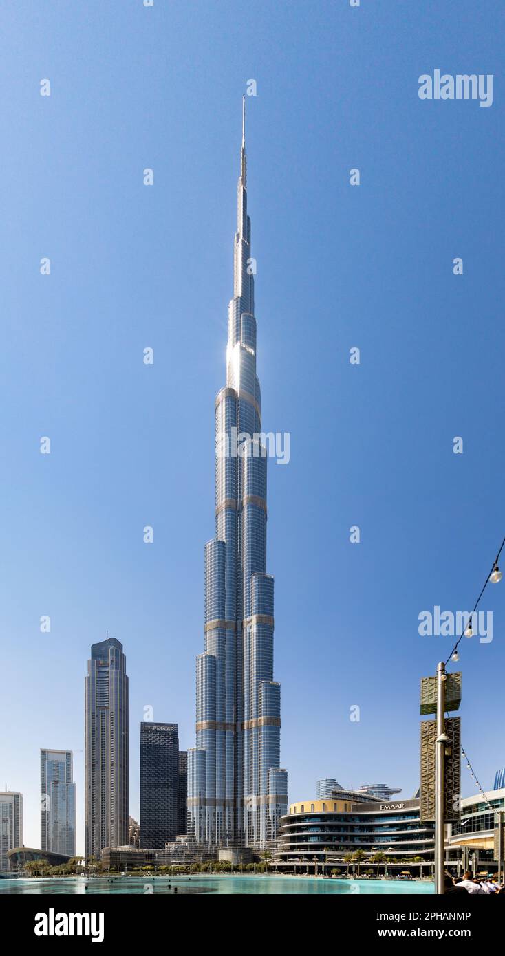 The Burj Khalifa towering over the city in downtown Dubai, UAE Stock ... The Burj Khalifa towering over the city in downtown Dubai, UAE Stock ...