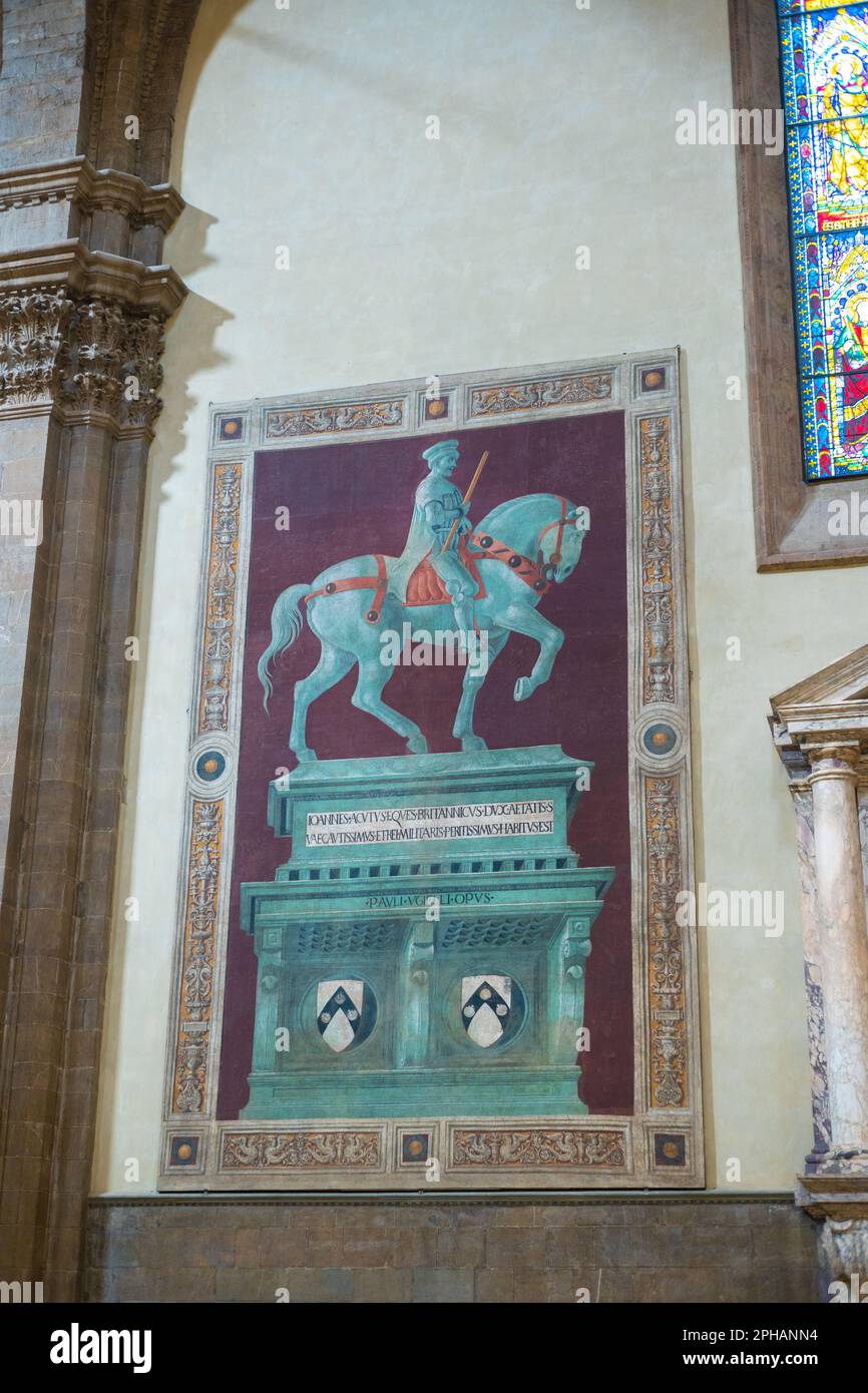 Monument to Sir John Hawkswood by Paolo Uccello on the wall of The ...