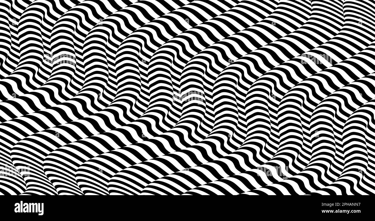 Black and white design. Pattern with optical illusion. Abstract 3D ...