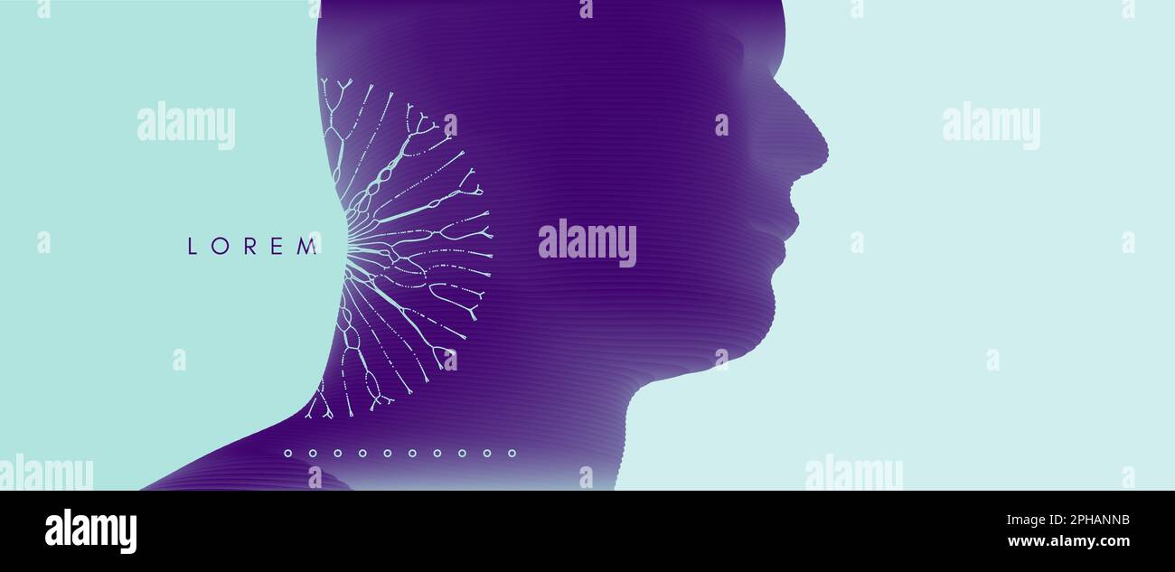 Face side view. Abstract human head silhouette with color gradient ...