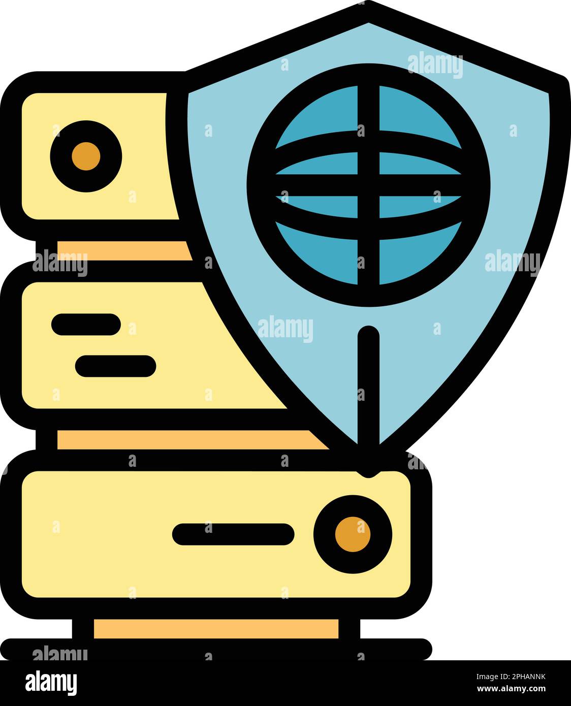 Secured data server icon. Outline Secured data server vector icon for ...
