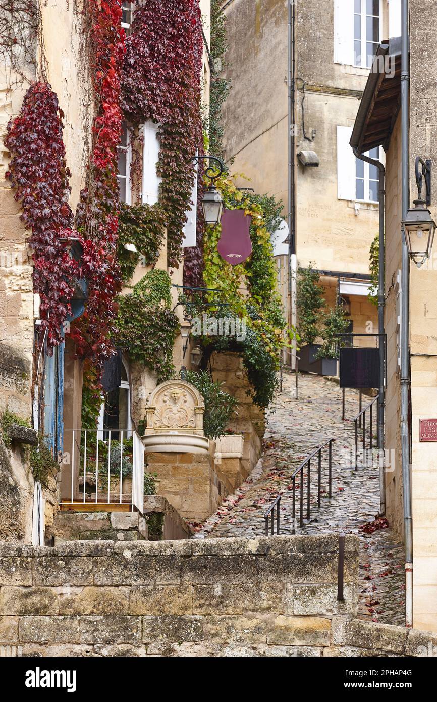 Traditional stone viticulture village of St. Emilion. Aquitaine, France ...
