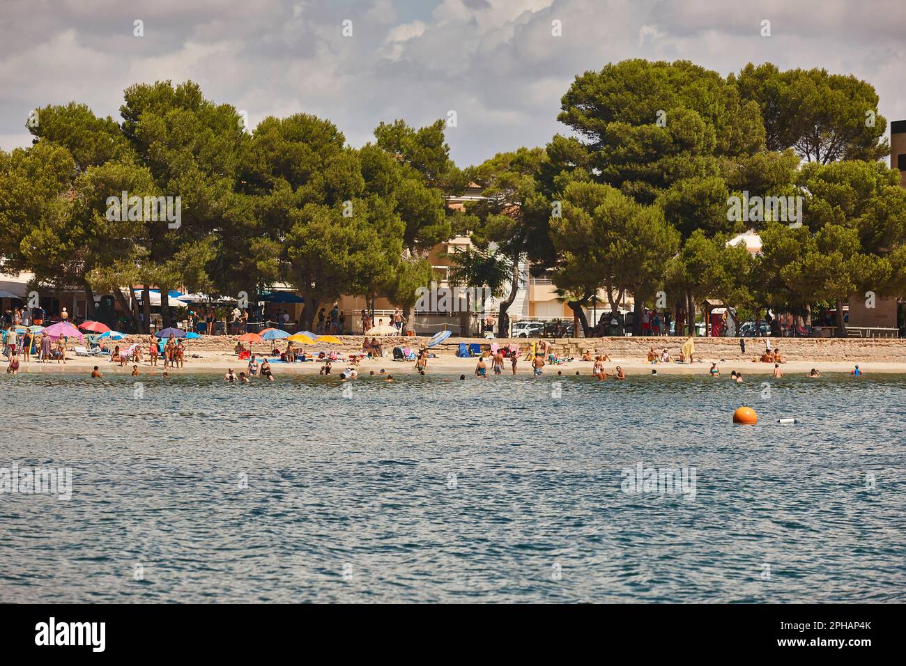 Tranquil and familiar beach in Colonia Sant Jordi. Mallorca. Spain ...