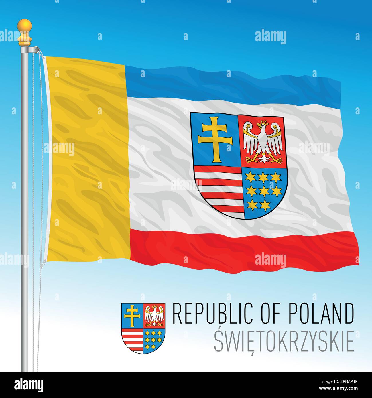 Swietokrzyskie regional flag and coat of arms, Republic of Poland ...