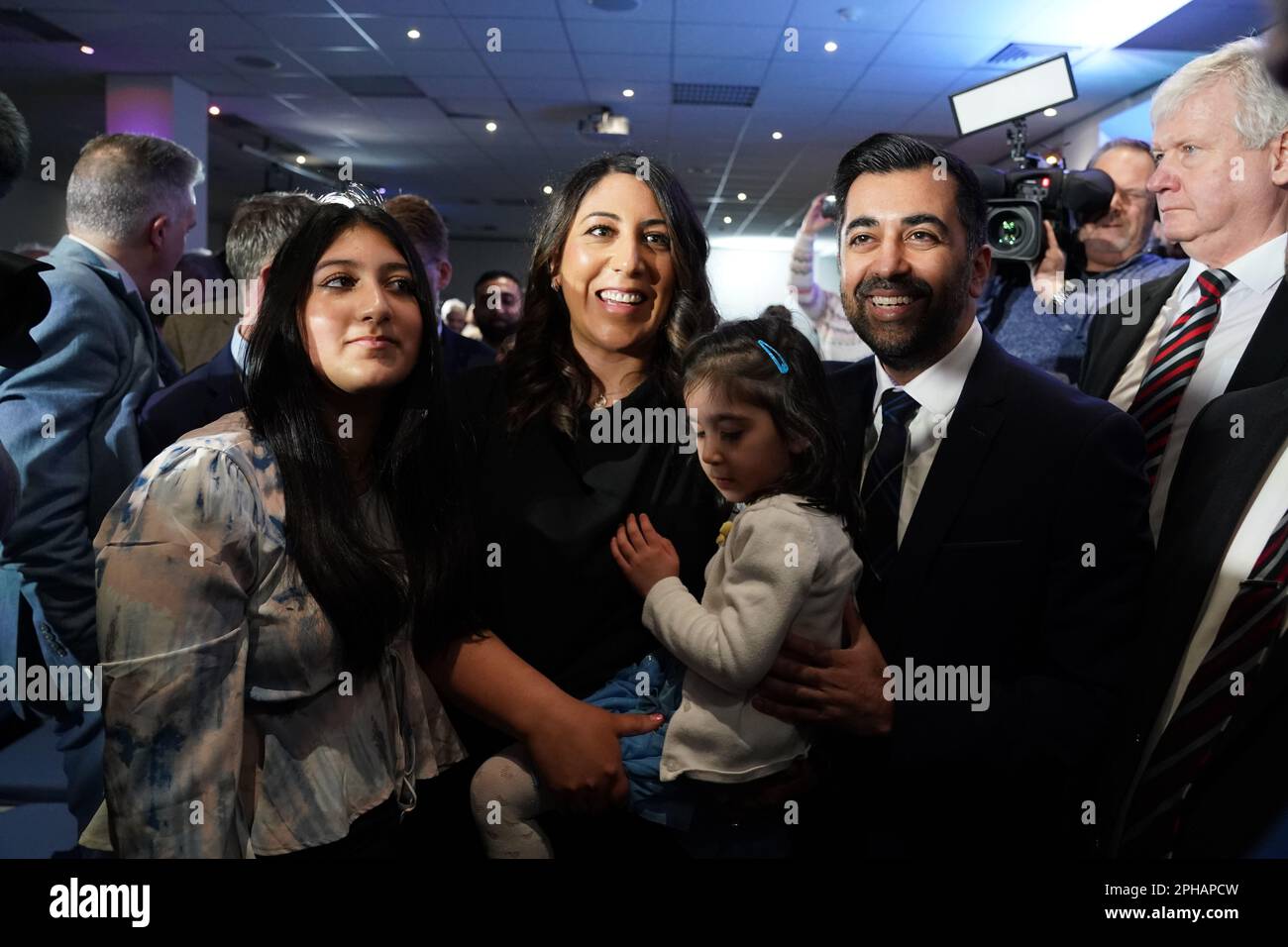 Humza Yousaf with his wife Nadia El-Nakla and family at Murrayfield ...