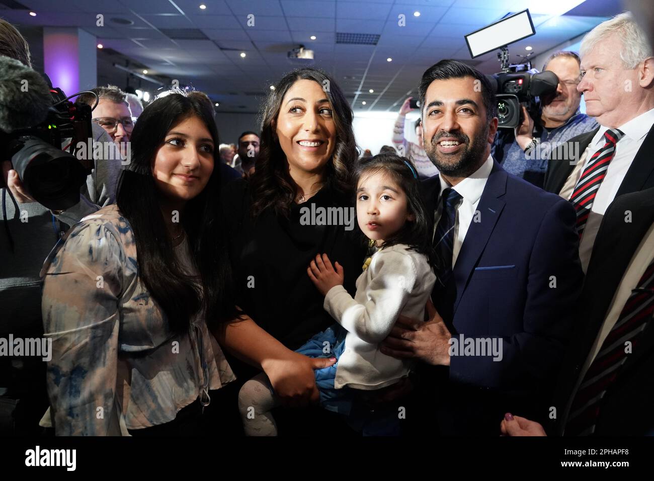 Humza Yousaf with his wife Nadia El-Nakla and family at Murrayfield ...