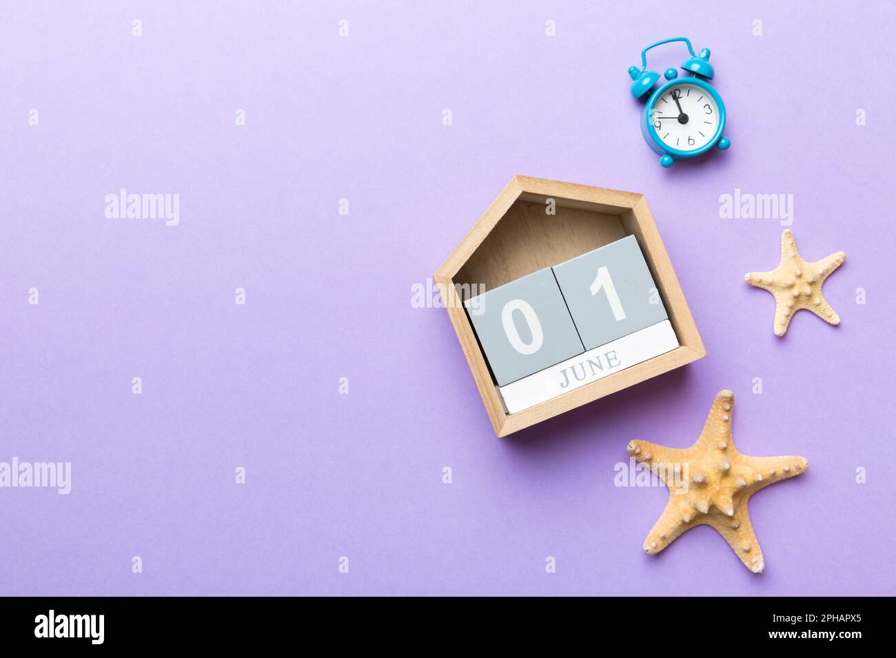 June 1th. Image of june 1 wooden calendar on colored background. Summer ...