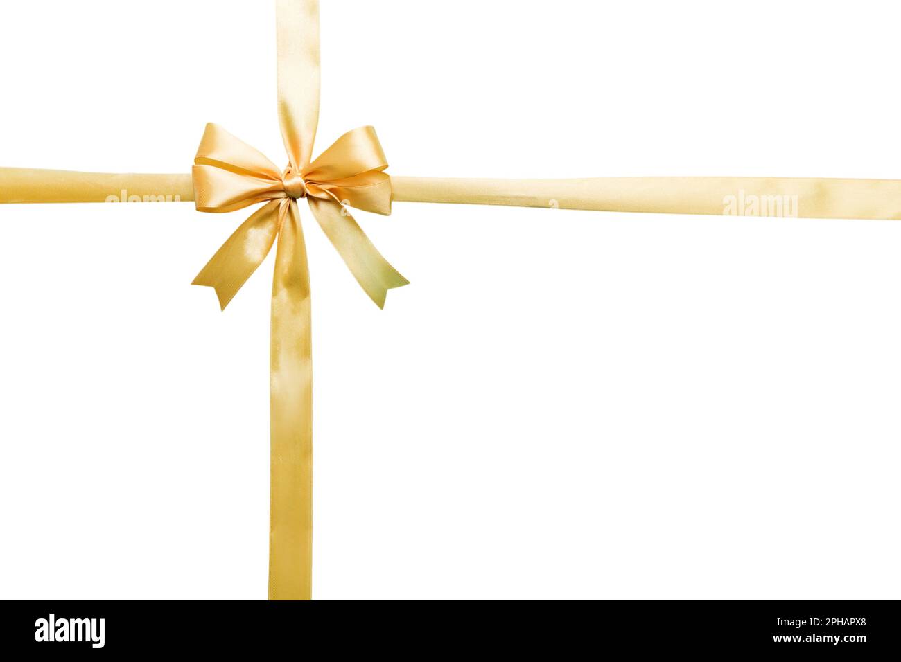 Gold ribbon bow isolated on white background. empty space for design ...
