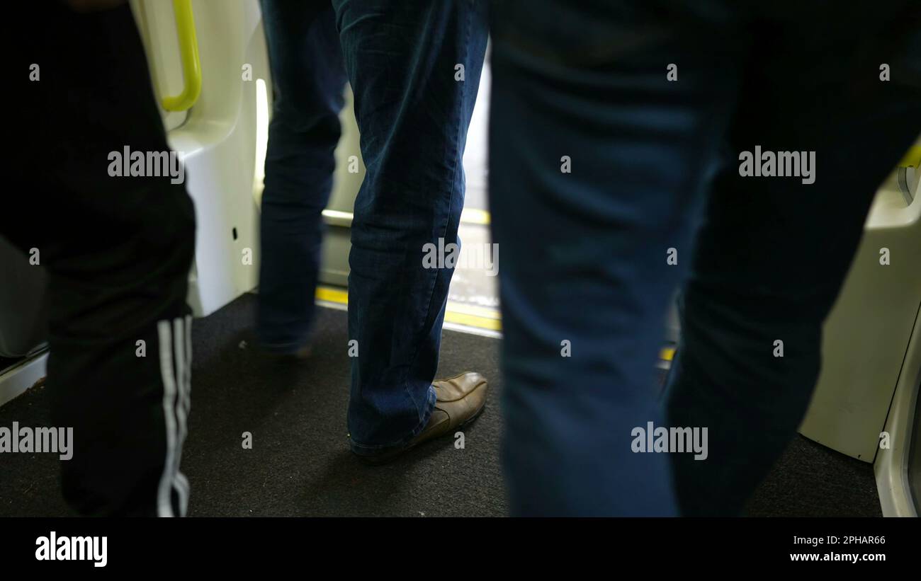 Train crowded transportation railway station platform leaving entering ...