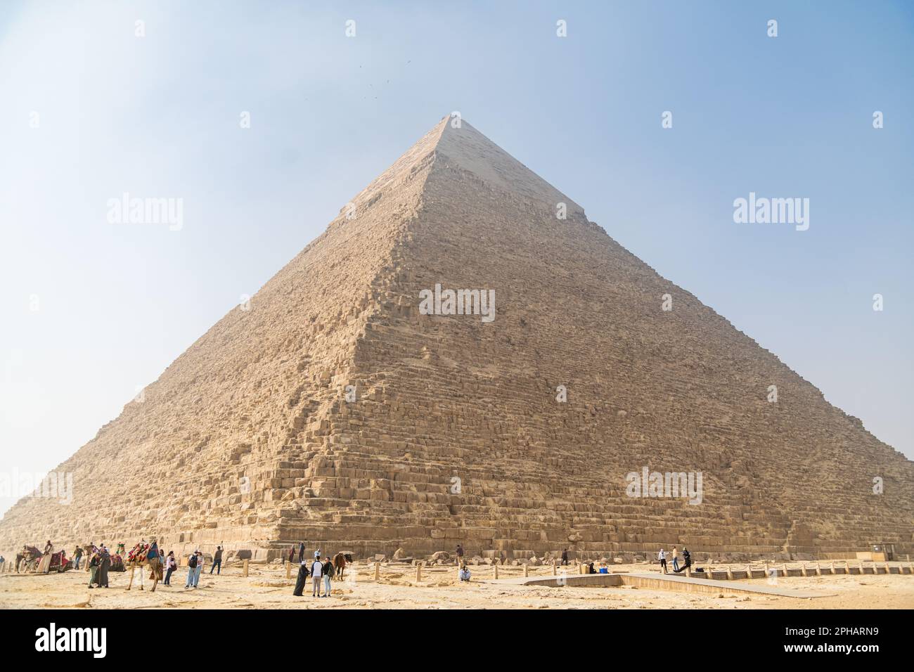 A view of the Pyramid of Khafre at the Pyramids of Giza complex in ...