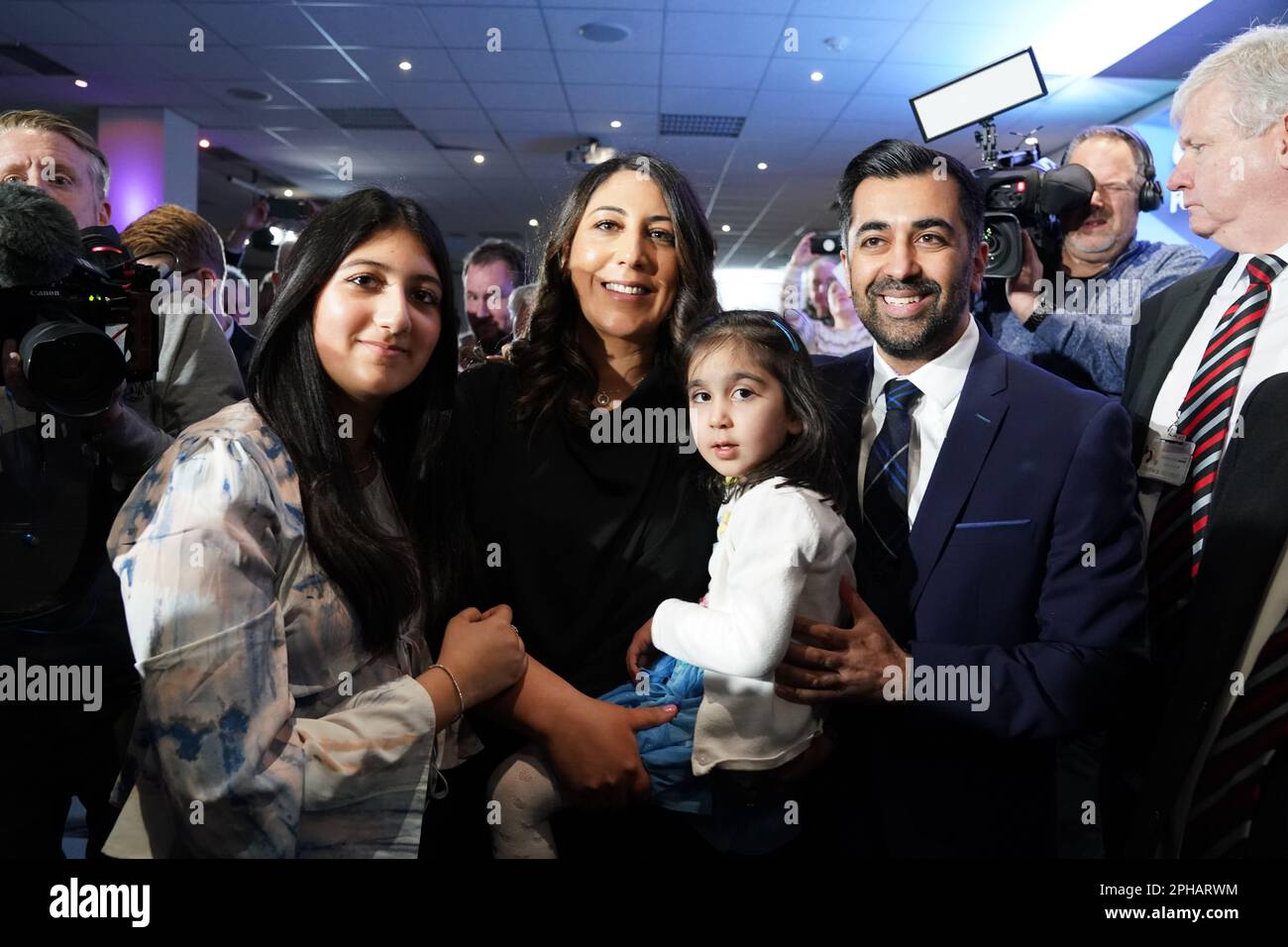 Humza Yousaf with his wife Nadia El-Nakla, daughter Amal and step ...