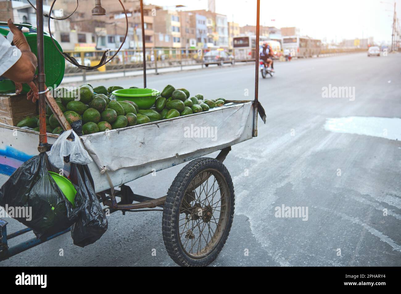 Mobile street vendor selling avocado, aguacate, palta. A Avocado cart ...