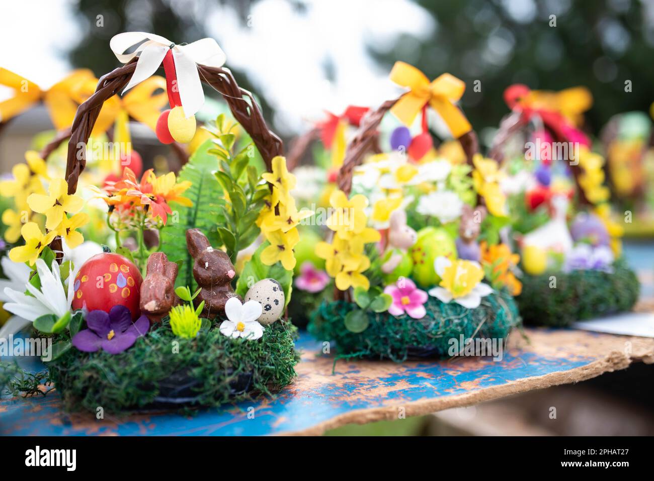 beautiful Easter decoration in traditional spring colors with Easter ...