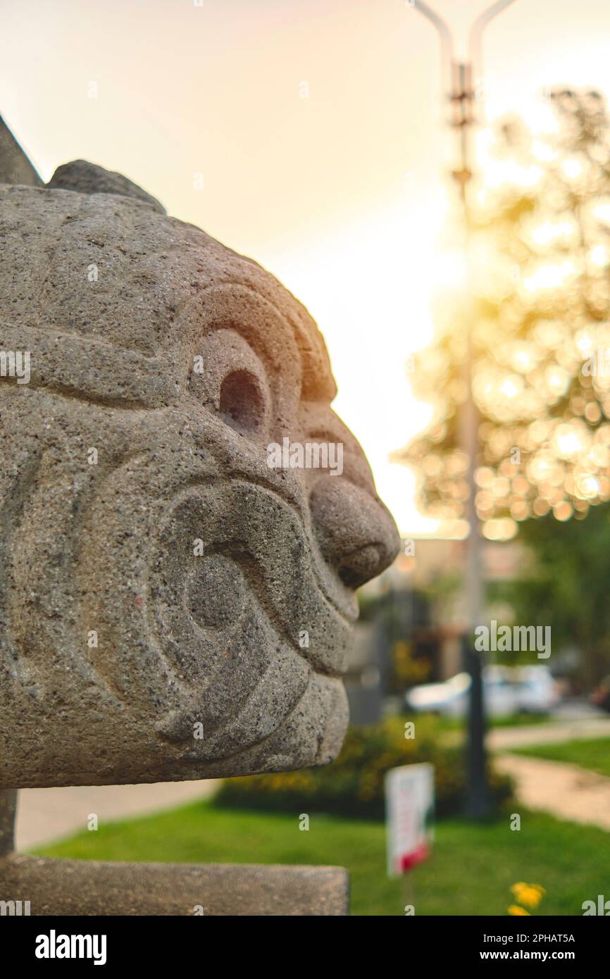 Chavin de Huantar, Peru. shows the nailed head, representation carved ...