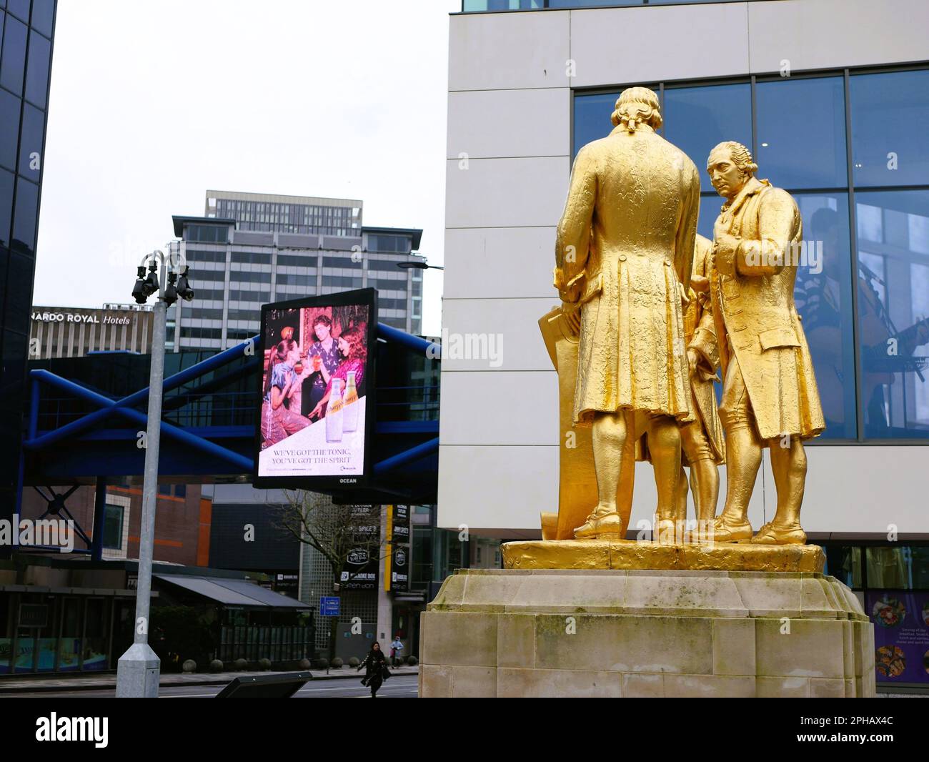 Visiting Birmingham UK,The Golden Boys statue Stock Photo - Alamy